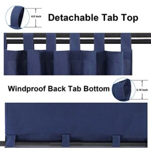 OutdoorLines Waterproof Outdoor Curtains for Patio - Windproof Tab Top Gazebo Curtain Panels - Privacy Sun Blocking Outside Curtain Set for Porch, Pergola and Cabana 54 x 96 inch, Navy Blue, 2 Panels