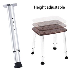 Bathroom Shower Bench Bath Stool Bathtub Seat Spa Chair Foot Rest Step, Height Adjustable Lightweight Waterproof and Rustproof, Teak