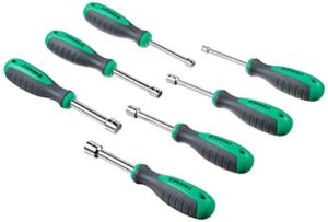 amazon brand - denali 7-piece hollow shaft nut driver set with cushion grip handles