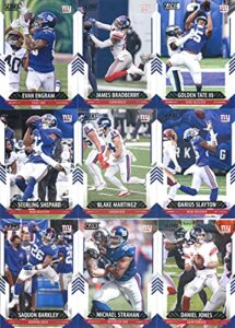 2021 score veterans new york giants team set of 9 cards: daniel jones(#60), michael strahan(#61), saquon barkley(#62), darius slayton(#63), blake martinez(#64), sterling shepard(#65), golden tate iii(#66), james bradberry(#67), evan engram(#68)