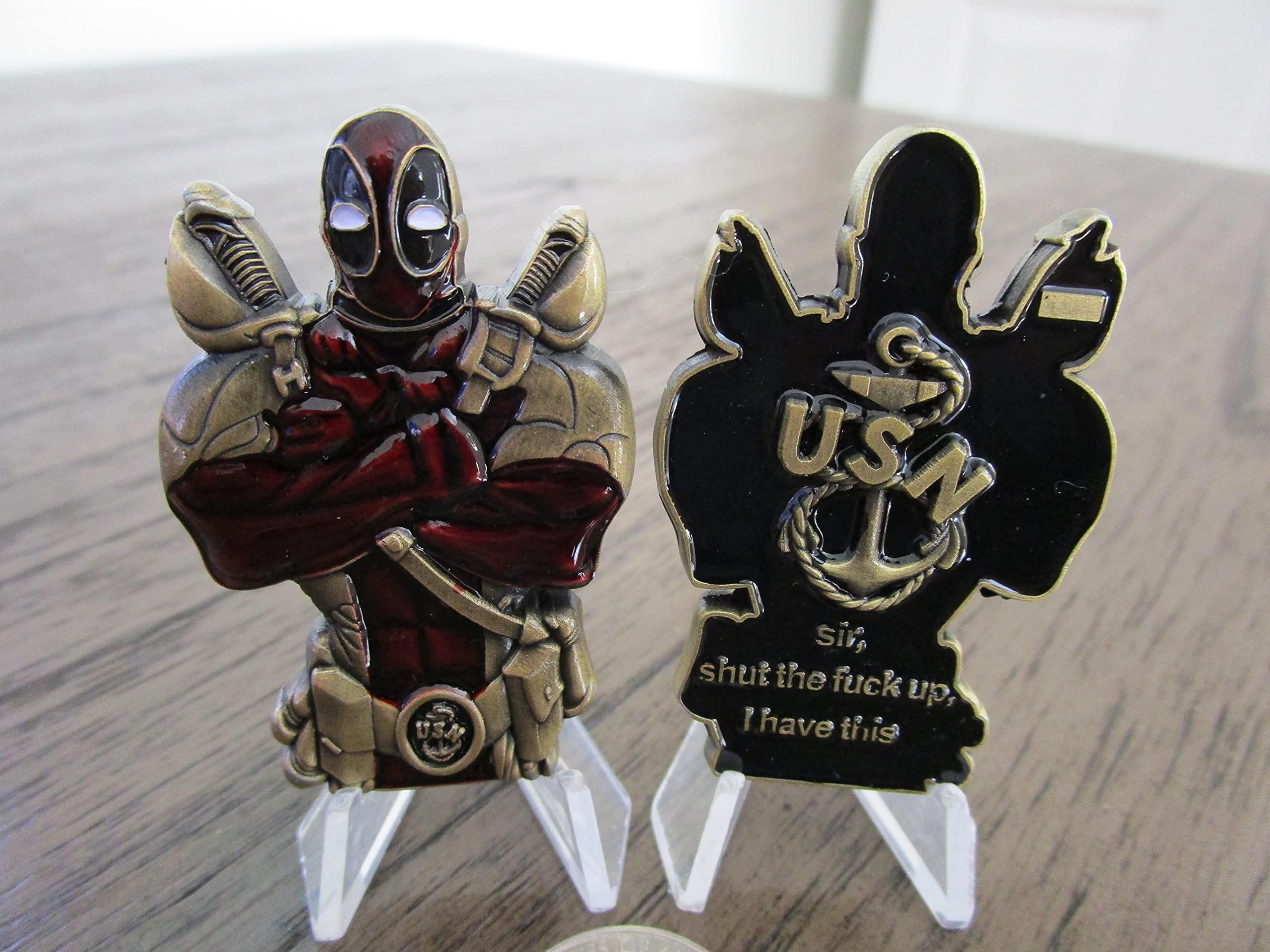 Oneworldtreasures Superhero Deadpool Dead Pool Marvel USN Chief CPO Challenge Coin