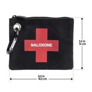 W WILKEN Canvas Bag with Zipper Pouch for Naloxone Nasal Spray and Naloxone Opioid Overdose Kits - Holds Two Naloxone Nasal Spray and Accessories. Naloxone Nasal Spray Not Included (Black, 1 Unit)