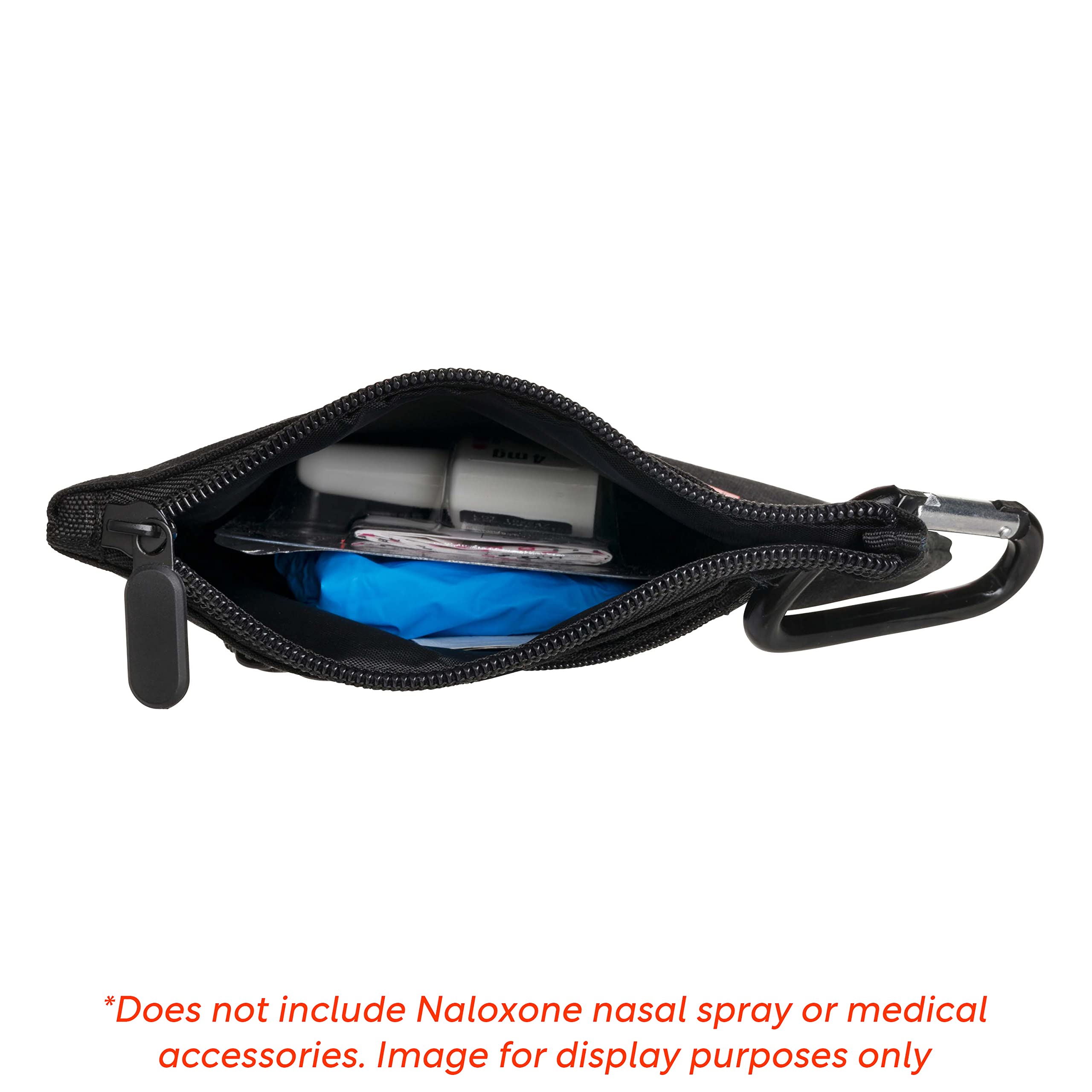 W WILKEN Canvas Bag with Zipper Pouch for Naloxone Nasal Spray and Naloxone Opioid Overdose Kits - Holds Two Naloxone Nasal Spray and Accessories. Naloxone Nasal Spray Not Included (Black, 1 Unit)