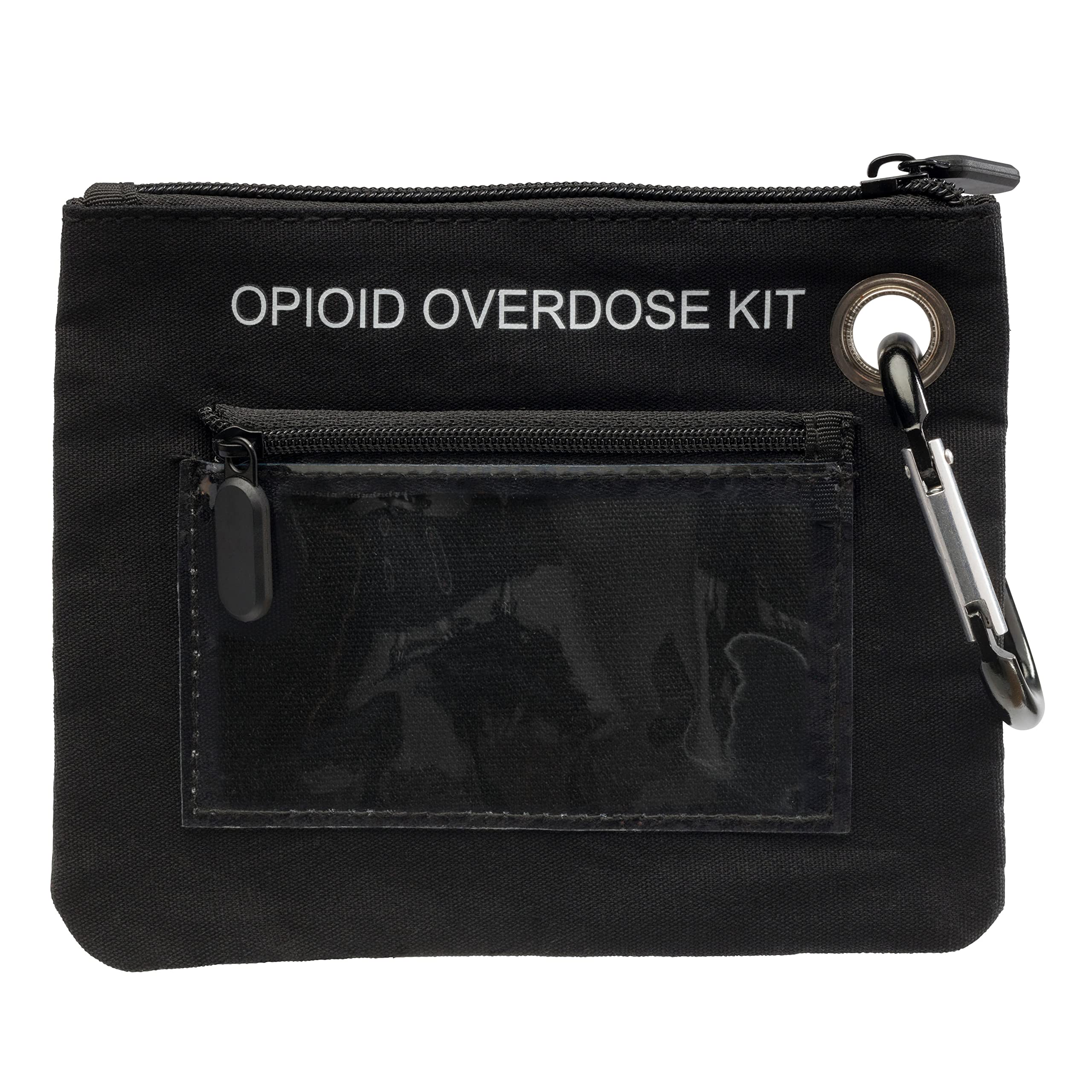 W WILKEN Canvas Bag with Zipper Pouch for Naloxone Nasal Spray and Naloxone Opioid Overdose Kits - Holds Two Naloxone Nasal Spray and Accessories. Naloxone Nasal Spray Not Included (Black, 1 Unit)