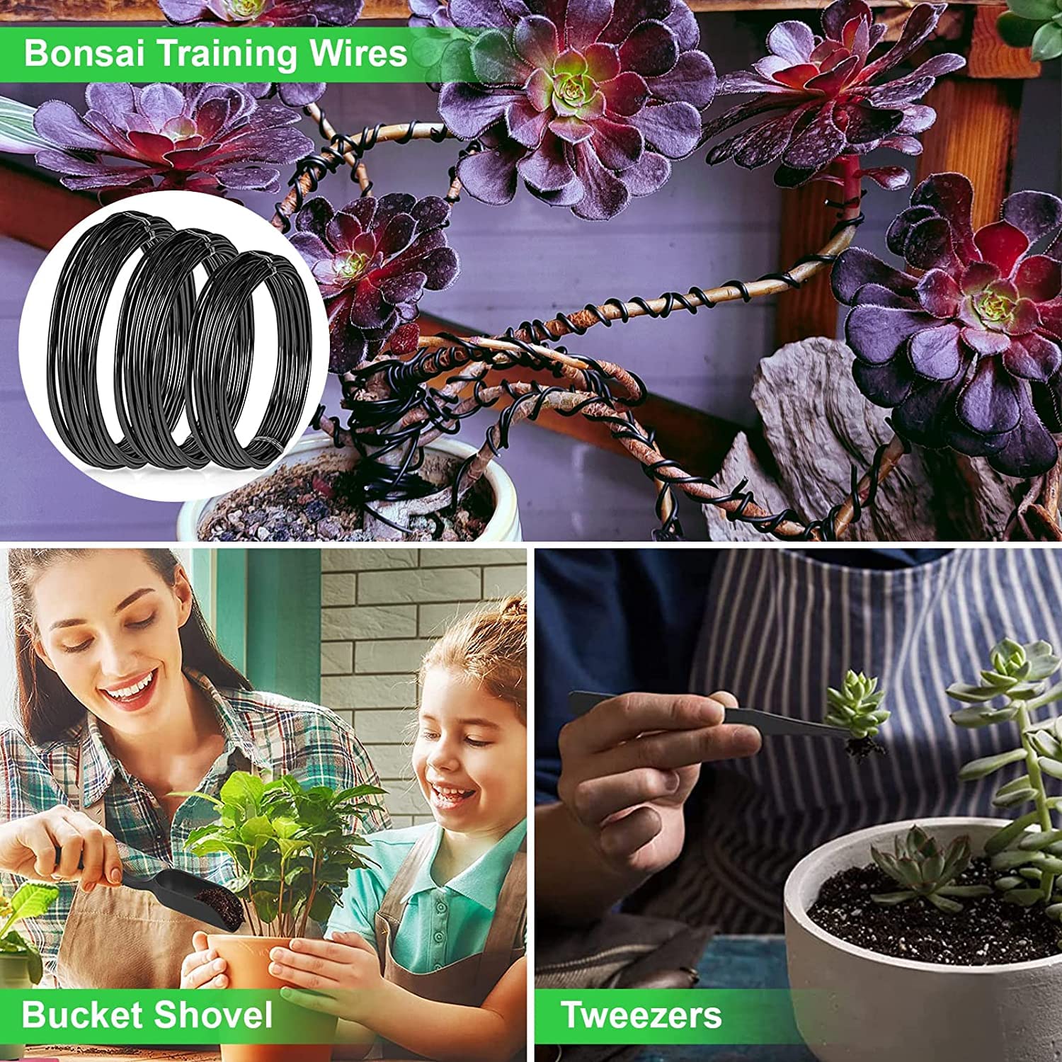 Bonsai Tools Kit- 24 PCS Bonsai Tree Kit Tools for Beginners, Bonsai Tool Set Bonsai Starter Trimming Care Kit Include Pruning Shears, Scissors, PU Leather Bag