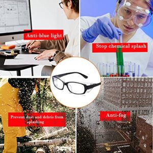 HJSTES Safety Glasses for Women Anti Fog Nurse Safety Goggles Clear Frame Blue Light Protective Glasses(Black)