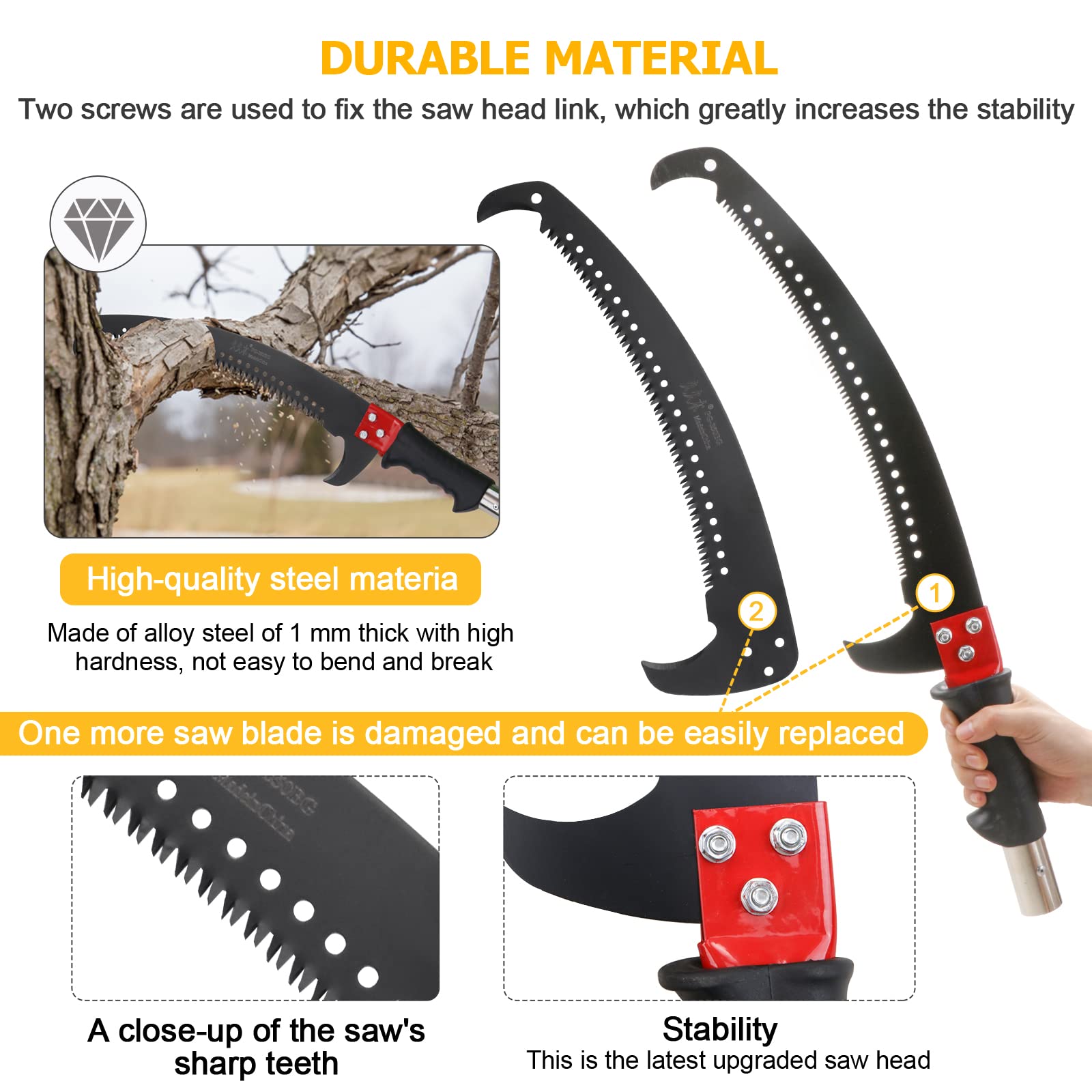 26 Feet Tree Pole Pruner Manual Branches Trimmer Tree Branch Garden Tools Loppers Hand Pole Saws Extendable Height