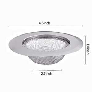 AISIAIUK Kitchen Sink Strainer, 2 PCS,Food Catcher 4.5 inch Diameter, Upgrade with lid, Mesh Stainless Steel. Wide Rim Perfect for Most Sink Drains.