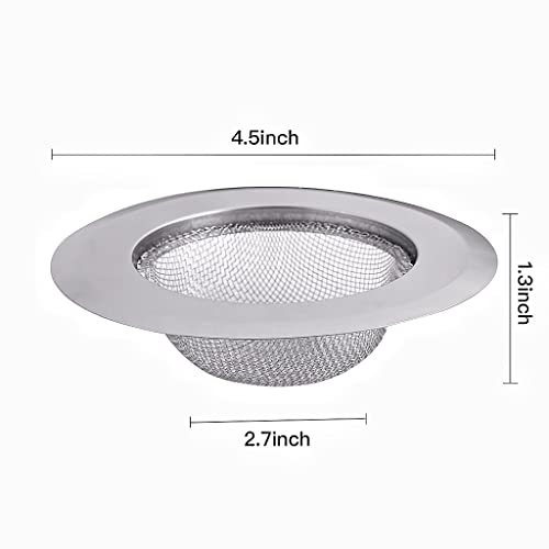 AISIAIUK Kitchen Sink Strainer, 2 PCS,Food Catcher 4.5 inch Diameter, Upgrade with lid, Mesh Stainless Steel. Wide Rim Perfect for Most Sink Drains.