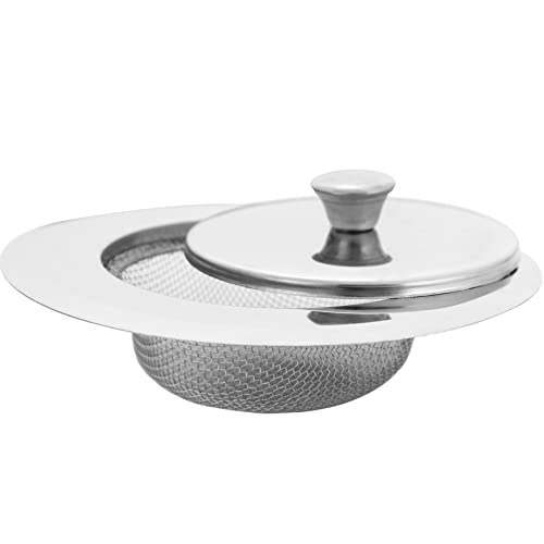 AISIAIUK Kitchen Sink Strainer, 2 PCS,Food Catcher 4.5 inch Diameter, Upgrade with lid, Mesh Stainless Steel. Wide Rim Perfect for Most Sink Drains.