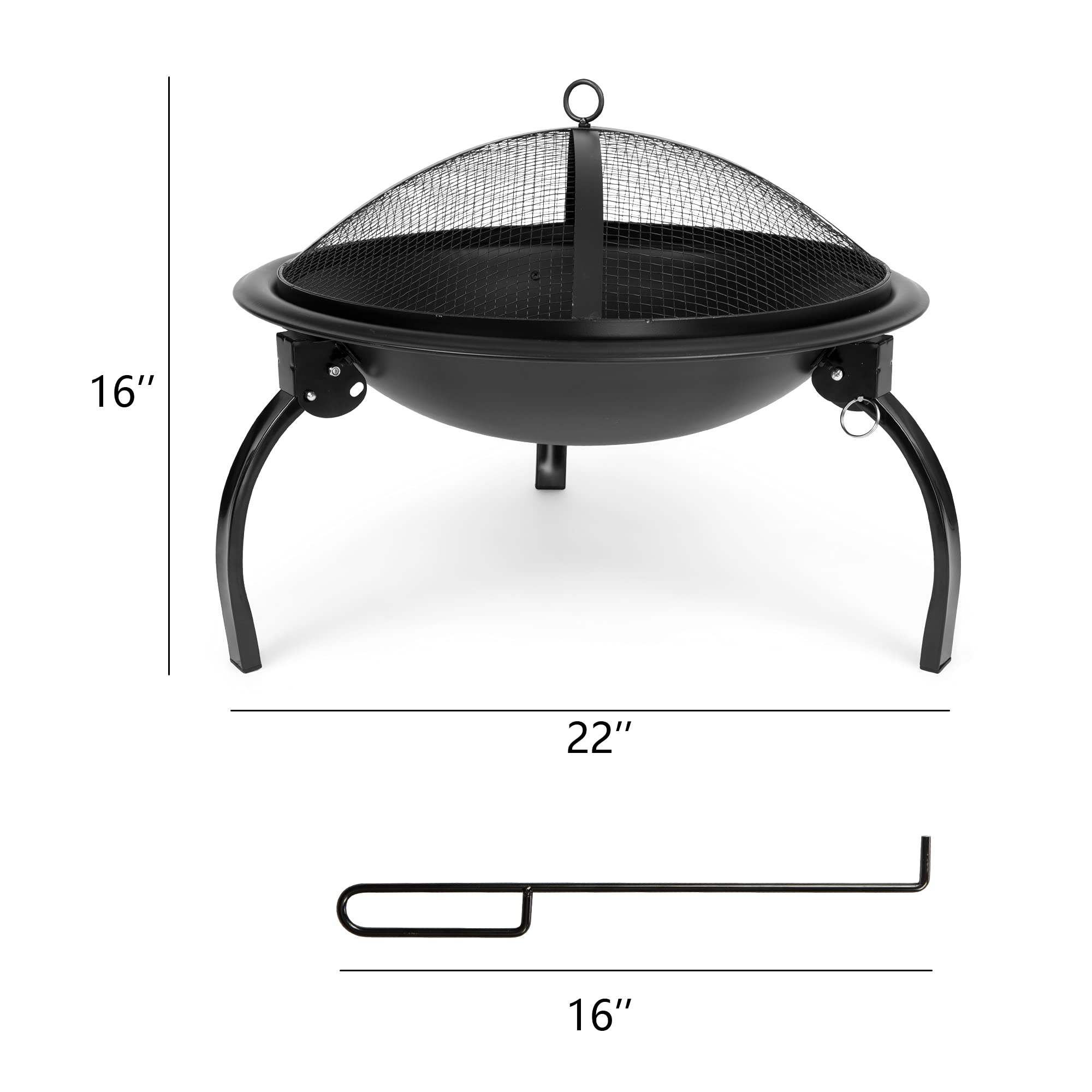 22'' Foldable Mini Fire Pit for Outdoor, Portable Small Outdoor Fire Pit Wood Burning Stove W/Mesh Spark Screen,Round Fire Pit Bowl Grill for Camping Party BBQ Patio Beach