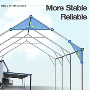 FINFREE 10x20 ft Heavy Duty Carports Car Canopy, Garage Shelter for Outdoor Party, Birthday, Garden, Boat, Adjustable Height from 9.5 ft to 11 ft,Green