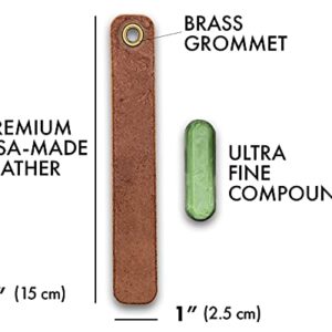 Knafs - Leather Strop for Honing Pocket Knives - Includes Stropping Compound