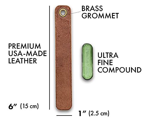 Knafs - Leather Strop for Honing Pocket Knives - Includes Stropping Compound