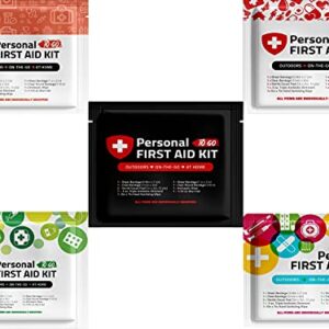 Personal First Aid Kit- 10 Pack | Clean, Treat, Protect Minor Cuts, Scrapes and Burns | Perfect for Home, Office, Car, School, Business, Camping | Individually Wrapped First Aid Products (Orange)