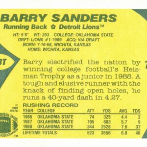 1989 Topps Traded Football #83T Barry Sanders Rookie Card