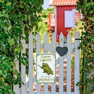 Bestylez Funny Metal Sign Door Sign Frog Decor For Bedroom, Bar, Garage, Yard - Hippity Hoppity Get Off My Property Frog Gift 12 x 8 Inch (005)