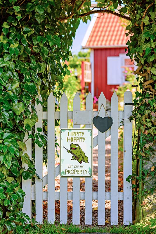 Bestylez Funny Metal Sign Door Sign Frog Decor For Bedroom, Bar, Garage, Yard - Hippity Hoppity Get Off My Property Frog Gift 12 x 8 Inch (005)