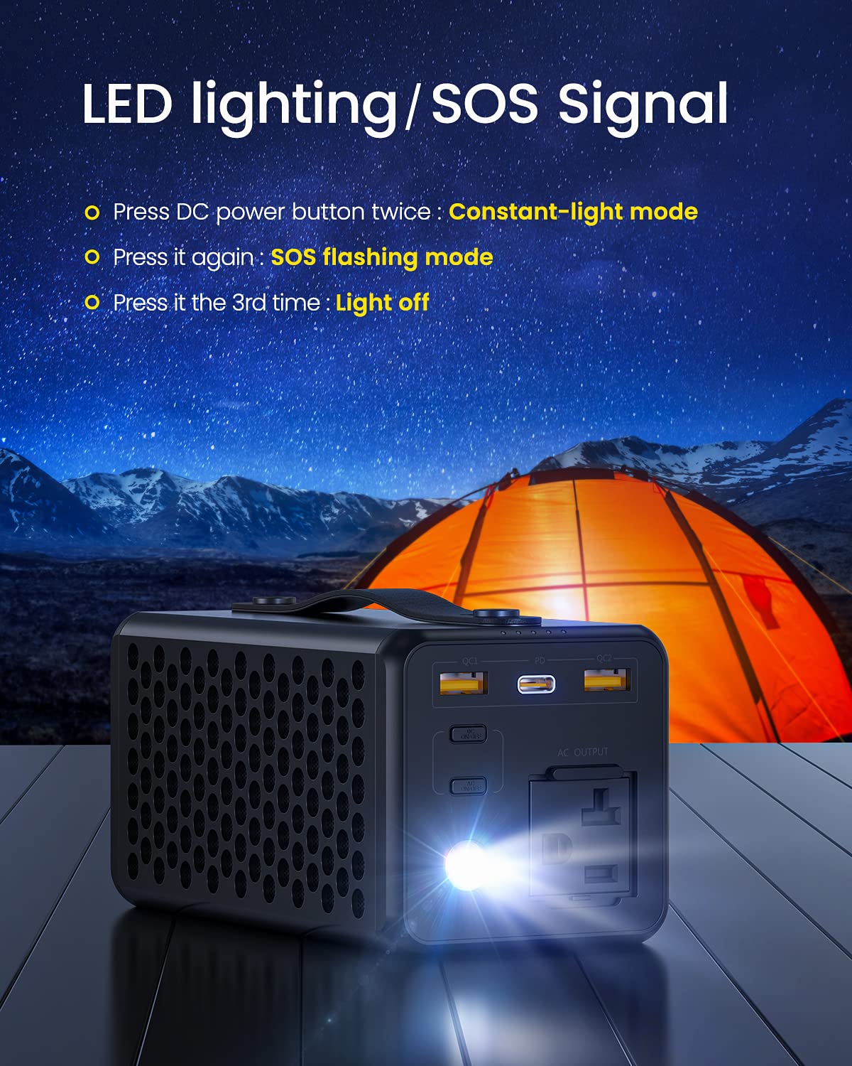 AOHI Portable Power Station, Power Bank with AC Outlet 150W Magcube 96.48Wh/26800mAh Backup Power Supply, Lithium Battery Power Bank with PD 65W Quick Charge LED Light Outdoor Camping Emergency