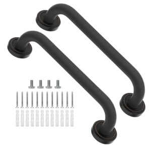 2 pack 12 inch anti slip antique bronze shower grab bar, imomwee oil rubbed black sus304 stainless steel bathroom grab bar handle, safety shower balance bar, elderly senior assist hand rail support