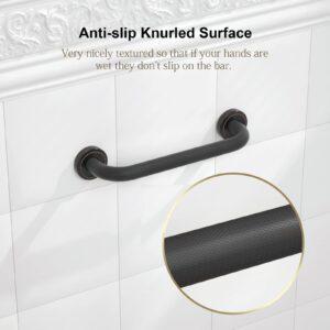 2 Pack 12 Inch Anti Slip Antique Bronze Shower Grab Bar, iMomwee Oil Rubbed Black SUS304 Stainless Steel Bathroom Grab Bar Handle, Safety Shower Balance Bar, Elderly Senior Assist Hand Rail Support