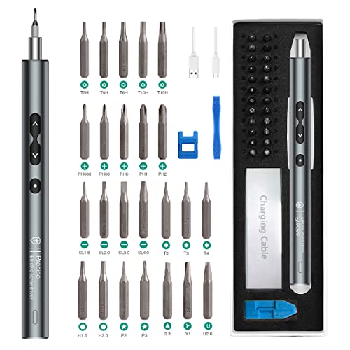 ORIA Electric Screwdriver, 28 in 1 Electric Screwdriver with 24 Precision Bits, (Newest) Rechargeable Mini Electric Screwdriver, Type-C Charging, LED Lights for Smartphones, PC