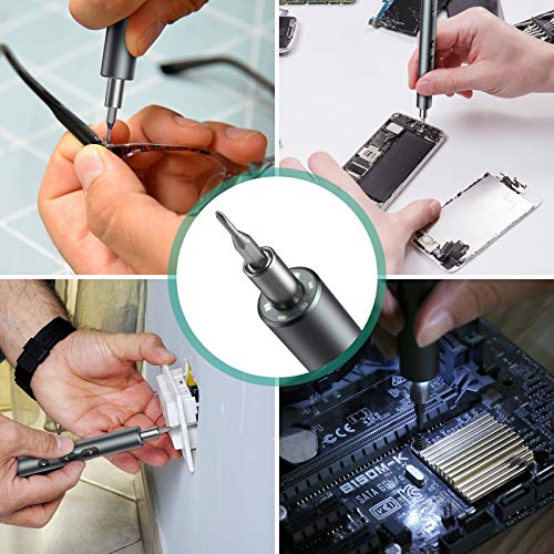 ORIA Electric Screwdriver, 28 in 1 Electric Screwdriver with 24 Precision Bits, (Newest) Rechargeable Mini Electric Screwdriver, Type-C Charging, LED Lights for Smartphones, PC