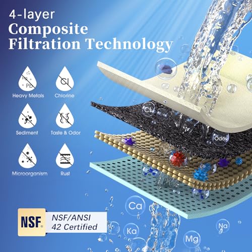 OEMIRY Countertop Water Filtration System, NSF/ANSI 42&372 Certified, 8000 Gallons Alkaline Water Filter, Reduces 99.99% Lead, Chlorine, Heavy Metals, Bad Taste & Odor (1 Filter Included)