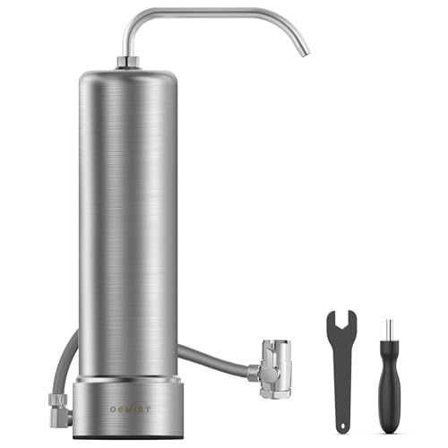 OEMIRY Countertop Water Filter System, NSF/ANSI 42 Certified, Stainless Steel 8000 Gallons Faucet Water Filter, Reduces 99.99% Lead, Chlorine, Heavy Metals, Bad Taste & Odor (1 Filter Included)