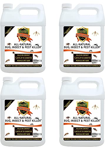 Natural Armor Natural Bug, Insect & Pest Killer & Control Including Fleas, Ticks, Ants, Spiders, Bed Bugs, Dust Mites, Roaches and More for Indoor and Outdoor Use, 128 oz Gallon Refill Case of 4