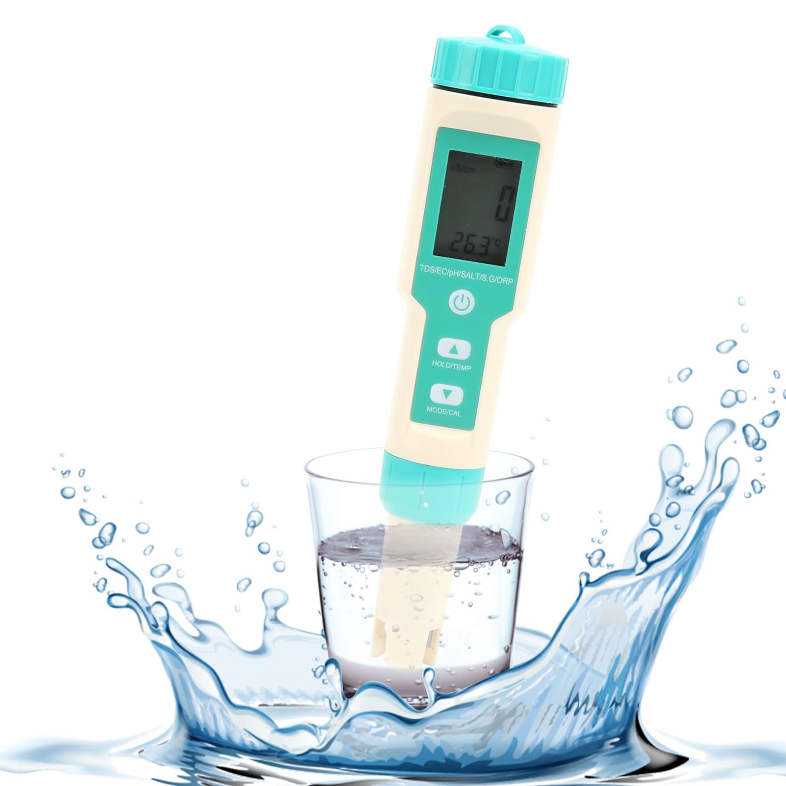 Agatige Water Quality Tester, C-600 7 in 1 pH Tester, EC Meter, TDS Meter, ORP Tester, Salt Tester, SG & Temp Meter, 0-10000ppm High Accuracy Water Test Meter for Drinking Water, Aquariums,Hydroponics