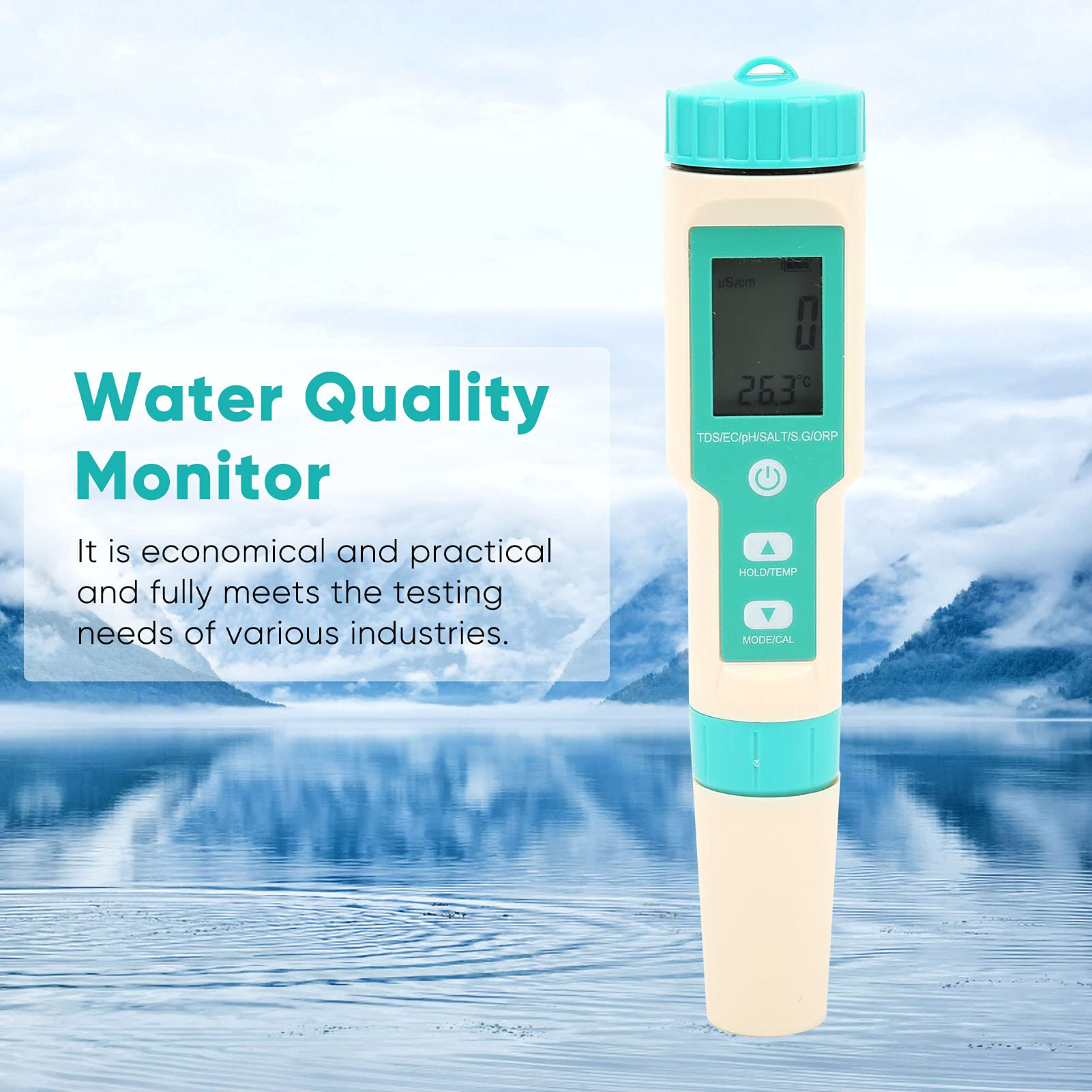 Agatige Water Quality Tester, C-600 7 in 1 pH Tester, EC Meter, TDS Meter, ORP Tester, Salt Tester, SG & Temp Meter, 0-10000ppm High Accuracy Water Test Meter for Drinking Water, Aquariums,Hydroponics