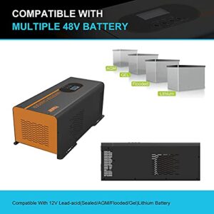 PowMr 2000W Hybrid Inverter Pure Sine Wave Inverter Output 12VDC~110V AC Low Frequency Inverter Home Solar Inverter with LCD Display with 12V Lead-Acid and Lithium Battery