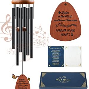 Giergt Sympathy Wind Chimes, Memorial Wind Chimes for Loss of a Loved One Prime, Bereavement Gifts in Memory of Loss of Grandma, Memorial Gifts for Loss of Mother, 32" (Black)