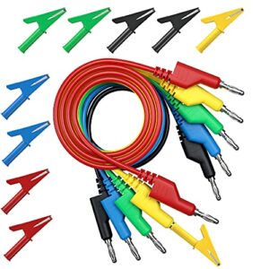 tallsocne 5pcs 4mm  stackable  banana to banana plug test cable lead set,10pcs 4mm socket banana jack copper  alligator clips, for multimeter leads, electrical test leads 1000v/ max 19a 