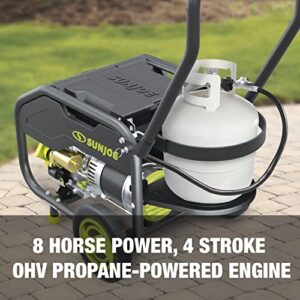 Sun Joe SJG4100LP Portable Propane Generator | Push-Button Electric + Recoil Start | Power Cooling System | 4100 Starting Watt | 3300 Running Watt | W/ 24V 2.0-Ah Battery and Charger