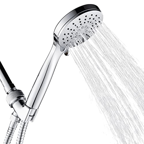 HBGEWO Handheld Shower Head Set High Pressure Shower Head High Flow Hand Held Showerhead Set with 59 Inch 304 Stainless Steel Hose and Multi Angle Adjustable Shower Bracket