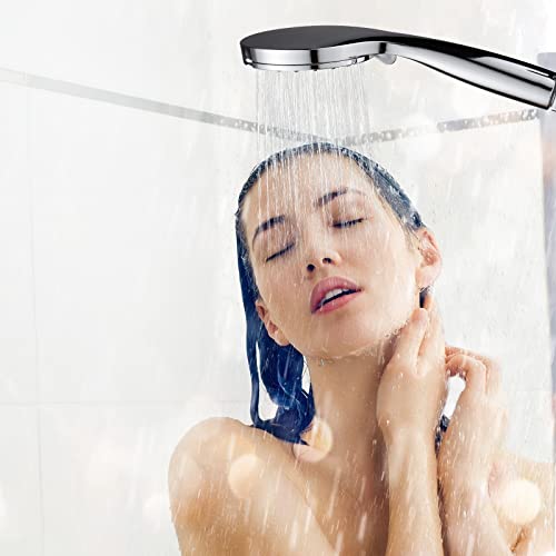 HBGEWO Handheld Shower Head Set High Pressure Shower Head High Flow Hand Held Showerhead Set with 59 Inch 304 Stainless Steel Hose and Multi Angle Adjustable Shower Bracket