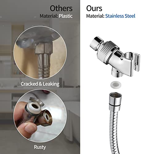 HBGEWO Handheld Shower Head Set High Pressure Shower Head High Flow Hand Held Showerhead Set with 59 Inch 304 Stainless Steel Hose and Multi Angle Adjustable Shower Bracket