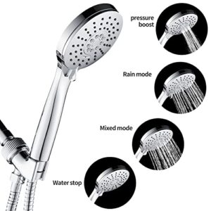 HBGEWO Handheld Shower Head Set High Pressure Shower Head High Flow Hand Held Showerhead Set with 59 Inch 304 Stainless Steel Hose and Multi Angle Adjustable Shower Bracket