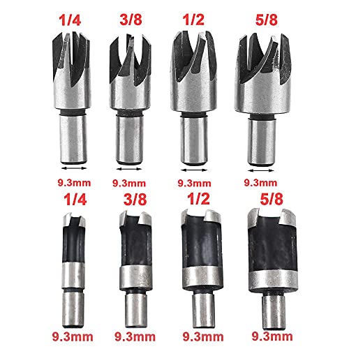 Eyech 8pcs Wood Plug Cutter Drill Bits Taper Claw Type Wood Plug Cutter Set Woodworking Hole Saw Cutting Tool 5/8" 1/2" 3/8" 1/4"