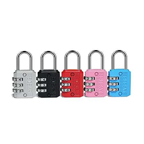 SISAV 3 Digit Combination Lock,Gym Padlock,Outdoor Padlock,Suitable for School Lockers,Tool Boxes,Travel Backpack,Hasp(Pink 1pack)