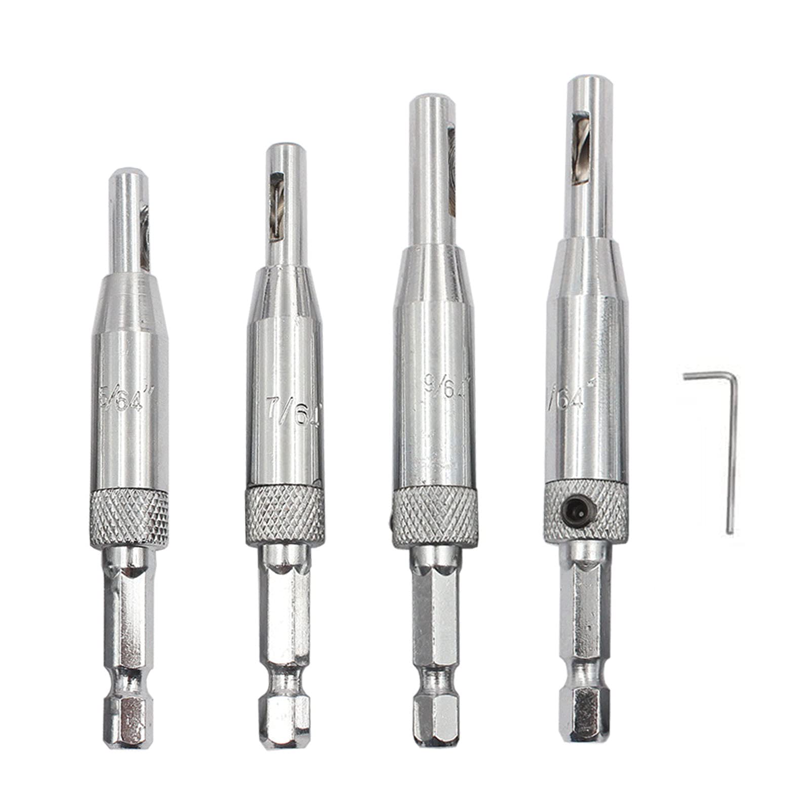 4Pcs HSS Door Window Cabinet Self Centering Hinge Drill Bits Set Center Hinge Drill Bit Mill Tool for Opening Hole-5/64 Inch 7/64 Inch 9/64 Inch 11/64 Inch