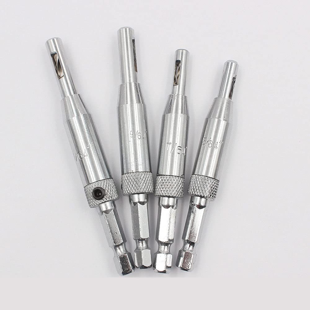 4Pcs HSS Door Window Cabinet Self Centering Hinge Drill Bits Set Center Hinge Drill Bit Mill Tool for Opening Hole-5/64 Inch 7/64 Inch 9/64 Inch 11/64 Inch