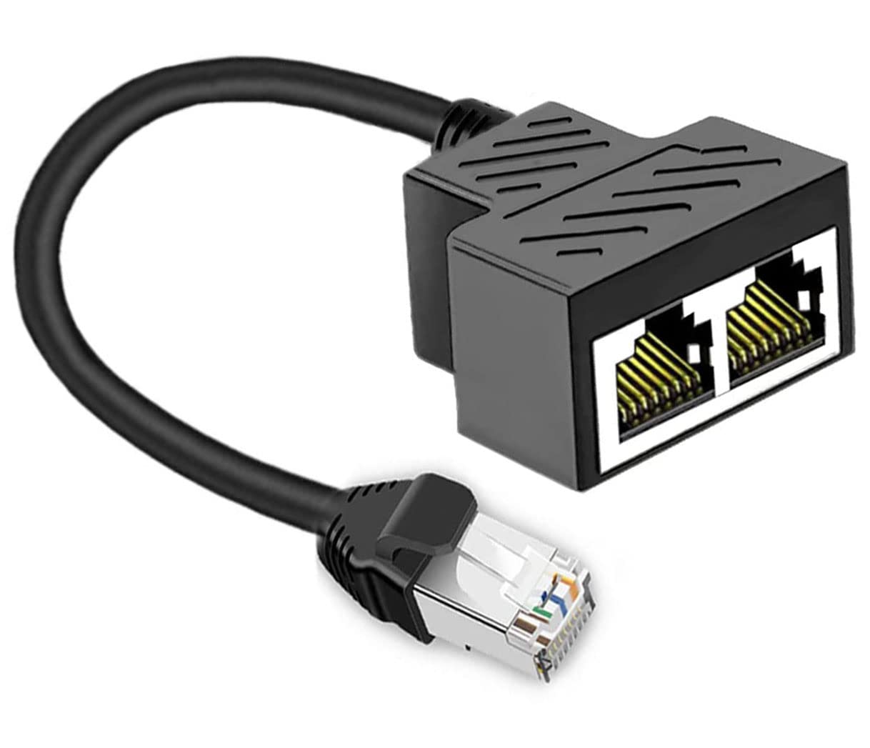 RJ45 Network Ethernet Splitter 1 2 Cable Adapter Male to 2 Female, Suitable Super Cat5-7, Cmpatible with ADSL, Hubs, TVs, Set-top Boxes, Routers, Wireless Devices, Computers