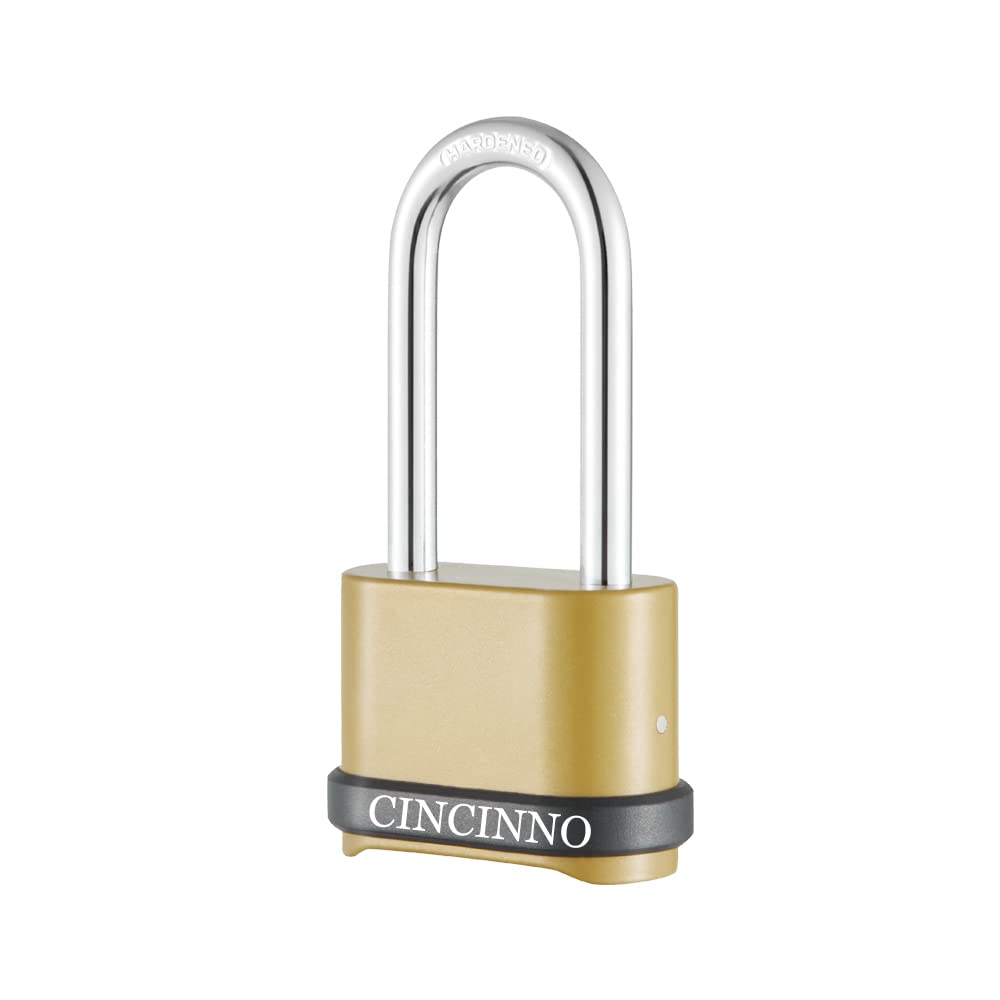 CINCINNO 4 Digit Combination Lock, Heavy Duty Combination Padlock with Long Shackle Combo Padlock for Outdoor Use ,Sheds, Locker, Storage Unit, Gym and Gate