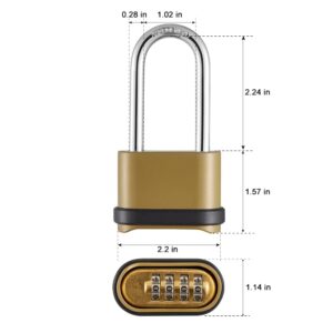 CINCINNO 4 Digit Combination Lock, Heavy Duty Combination Padlock with Long Shackle Combo Padlock for Outdoor Use ,Sheds, Locker, Storage Unit, Gym and Gate