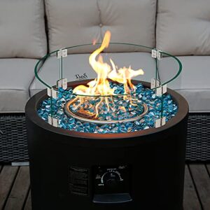 BALI OUTDOORS Fire Pit Wind Guard, Durable Strong Clear Tempered Glass Round Glass Shield Wind Glass for Propane Fire Pit 20 x 20 x 5.9 inches