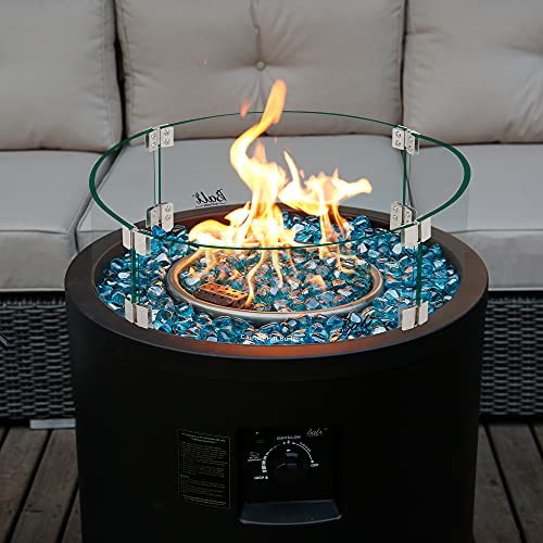 BALI OUTDOORS Fire Pit Wind Guard, Durable Strong Clear Tempered Glass Round Glass Shield Wind Glass for Propane Fire Pit 20 x 20 x 5.9 inches