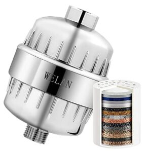 welan shower filter, 20 stage chrome shower head filter for hard water, removing chlorine heavy metal and sediment